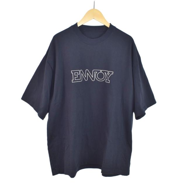 【中古】ザエンノイプロフェッショナル The ennoy Professional Electric Logo EMB T-Shirt 半袖 ロゴ 刺繍 L ネイビー