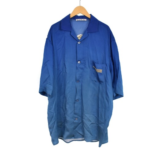 【中古】アクネ ストゥディオズ Acne Studios 23SS アロハシャツ オープンカラー 半袖 46 ブルー FN-MN-SHIR000510