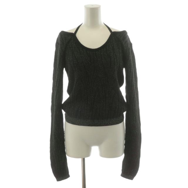 【中古】未使用品 ミューラル MURRAL ニット セーター 長袖 ラメ リボン 1 黒 ブラック 232090405 /AN42 レディース