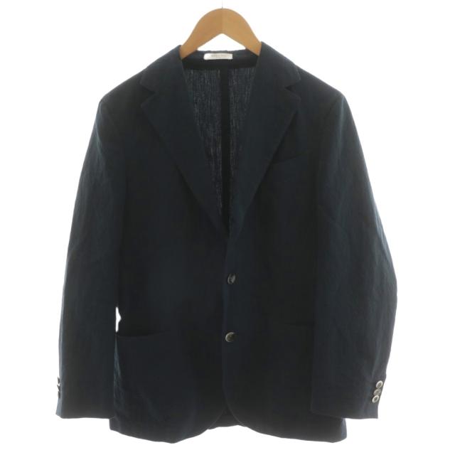 【中古】ボリオリ BOGLIOLI テーラードジャケット シングル コットン リネン混 麻 44 紺 ネイビー X2902E