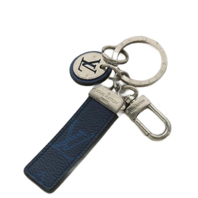 【中古】ルイヴィトン LOUIS VUITTON タイガラマ ポルトクレ ネオLVクラブ キーリング シルバー色 青 ブルー M69324
