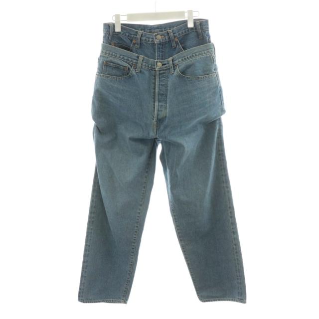 【中古】シュタイン レイヤードデニムパンツ ジーンズ ジーパン Gパン ジッパーフライ ボタンフライ S 水色