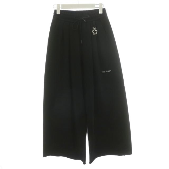 【中古】ティーモダンストリートウェア TTT MSW ワイドパンツ スウェットパンツ ロゴ 刺繍 S 黒