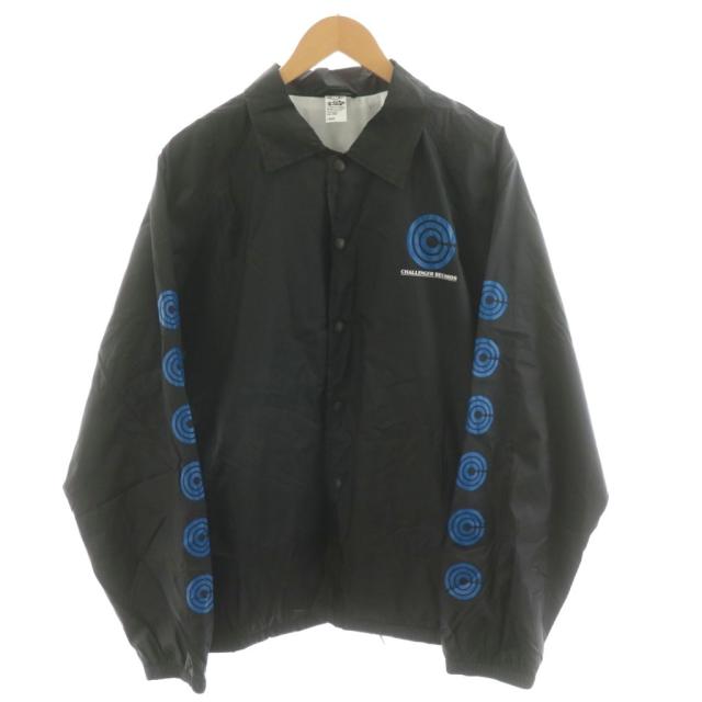 【中古】チャレンジャー CHALLENGER コーチジャケット ロゴ ナイロン L 黒 ブラック 青 ブルー /AN34 ☆AA★ メンズ