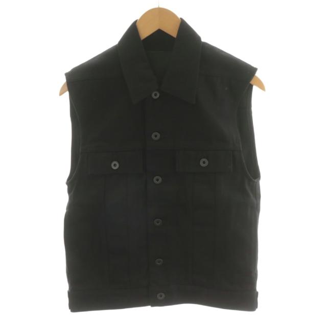 【中古】未使用品 ダークシャドウ DRKSHDW Sleeveless Trucker Jacket Japanese Denim デニムベスト XS 黒