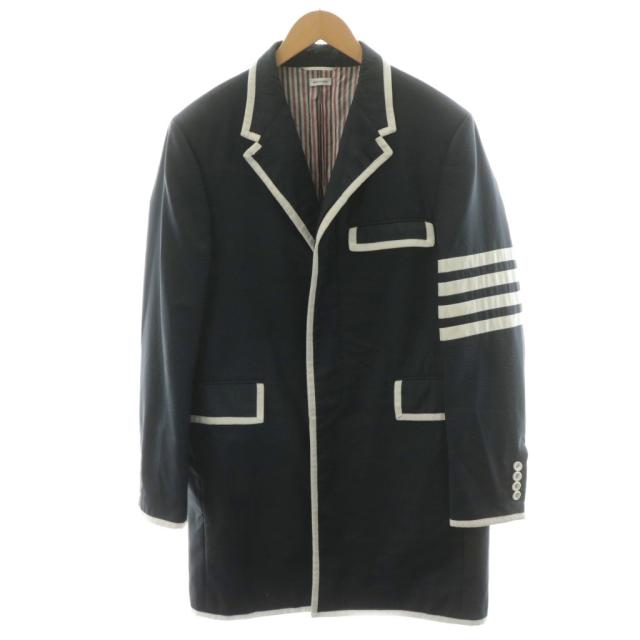 【中古】トムブラウン THOM BROWNE クラシックチェスターフィールドコート ミドル丈 裏地ストライプ柄 アウター 2 紺