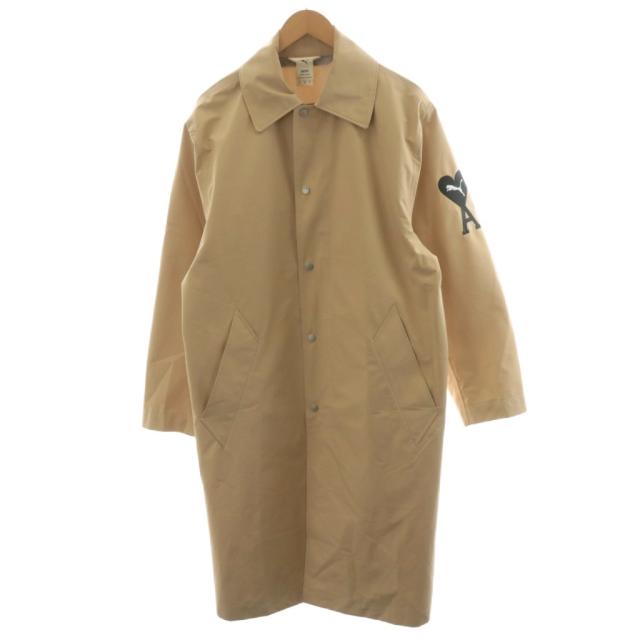 【中古】アミ アレクサンドル マテュッシ × プーマ PUMA ステンカラーコート ロング丈 ロゴ S ベージュ 534072-97