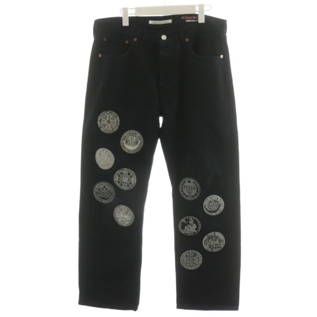 【中古】チルドレン オブ ザ ディスコーダンス デニムパンツ ジーンズ ジーパン Gパン ボタンフライ 刺繍 ロゴ 2 黒