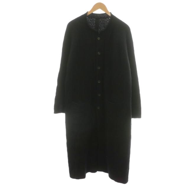 【中古】フォルメ デ エクスプレッション ニットコート ノーカラーコート ロング丈 アルパカ アウター M 黒