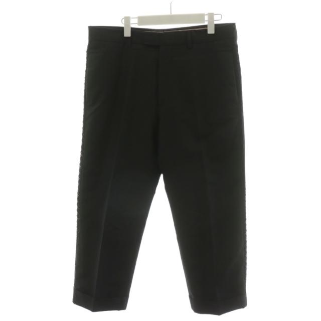 【中古】グッチ GUCCI パンツ スラックス レース センタープレス ロールアップ ウール シルク混 絹 7-48R 黒