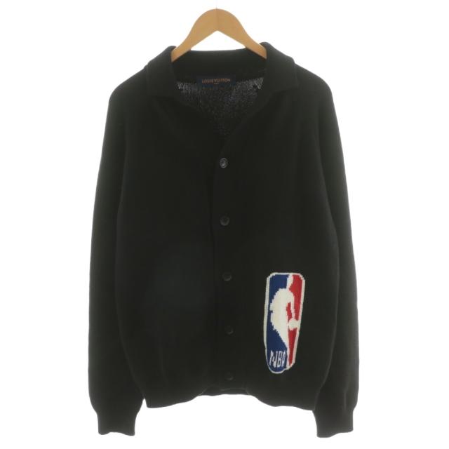 【中古】ルイヴィトン LOUIS VUITTON × NBA ジャイアントモノグラムロゴ カーディガン L 黒 ブラック