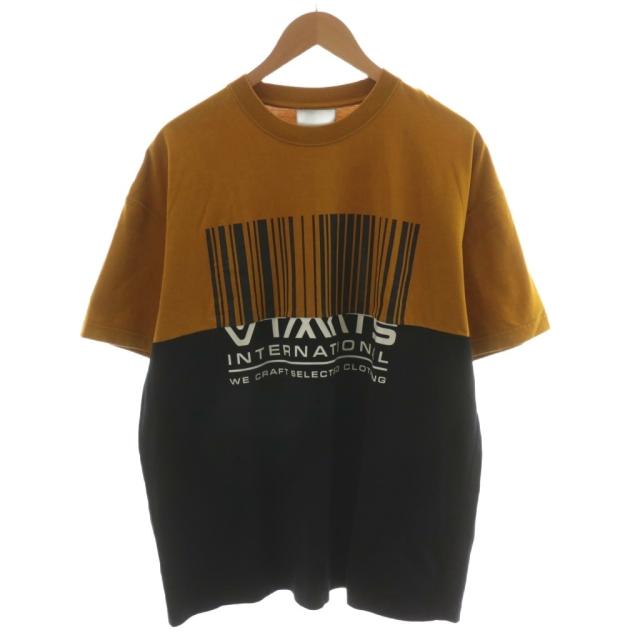 【中古】ヴェトモン VETEMENT VTMNTS Tシャツ カットソー 半袖 ロゴ バーコード 切替 L 黄 イエロー 黒