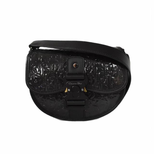 【中古】ディオール Dior ギャロップ ミニ ショルダーバッグ エンボス加工 黒 ブラック ☆AA★ メンズ