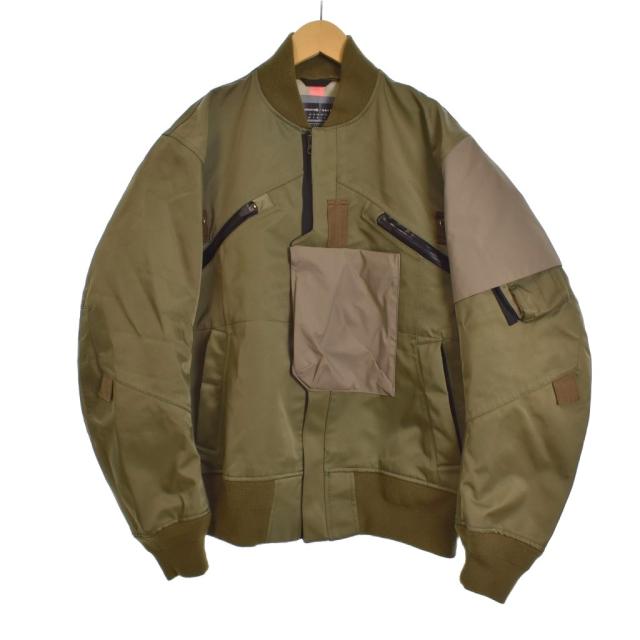 【中古】sacai ACRONYM 22SS BOMBER JACKET MA-1 ドッキング ボンバージャケット ブルゾン S カーキ 22-02762M