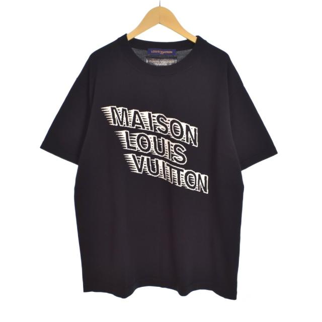 【中古】ルイヴィトン 21AW MAISON LOUIS VUITTON ニット セーター 半袖 ロゴ デザイン M ブラック RM2129 HA0 HLN31W