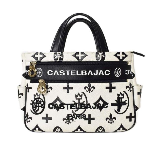 【中古】カステルバジャック CASTELBAJAC クレア ドライビングトート トートバッグ ロゴ 刺? 白 ホワイト