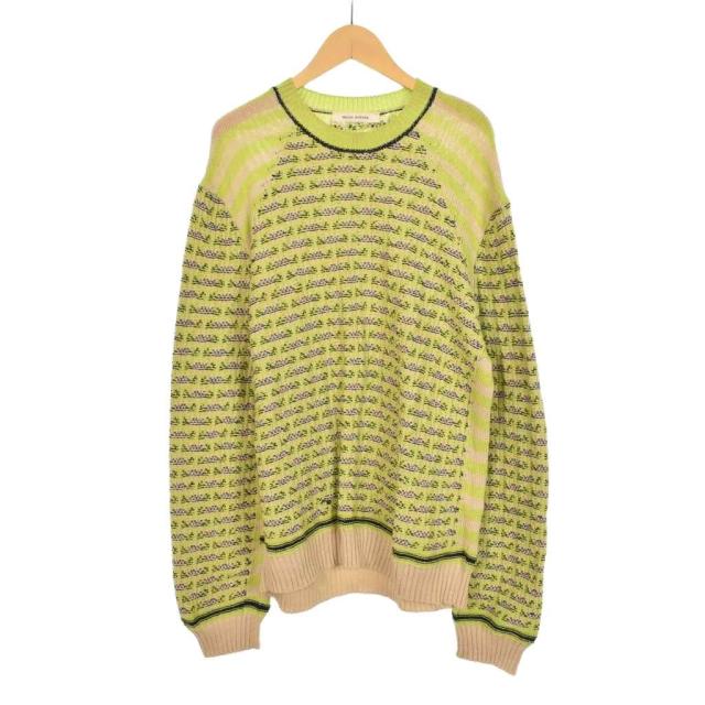 【中古】ウェールズ ボナー WALES BONNER ニット セーター 長袖 コットン S 黄緑 ライトグリーン メンズ
