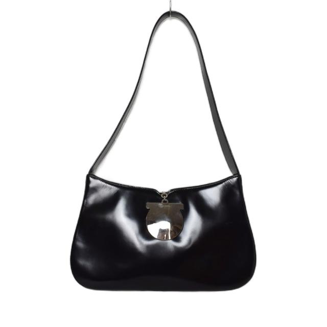 【中古】サルヴァトーレフェラガモ Salvatore Ferragamo ハンドバッグ ワンショルダーバッグ エナメル ガンチーニ 黒