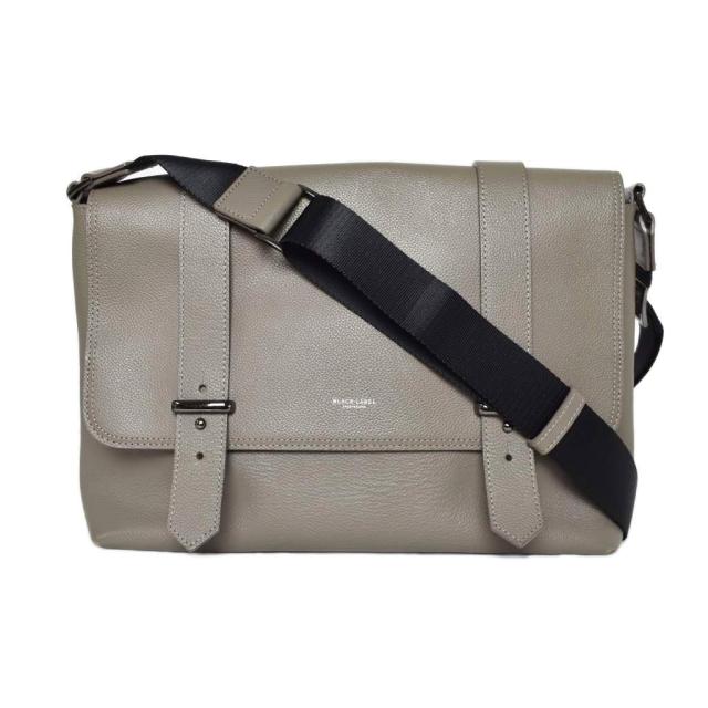 【中古】ブラックレーベルクレストブリッジ ショルダーバッグ メッセンジャーバッグ レザー グレー メンズ