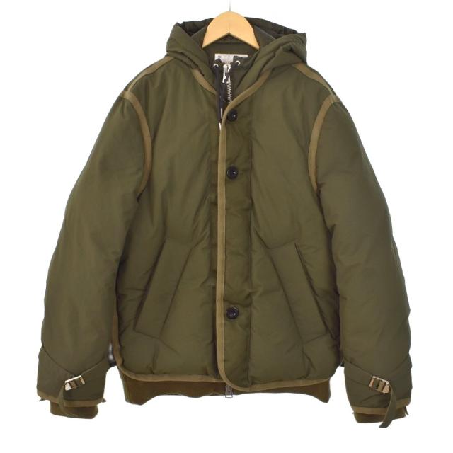 【中古】サカイ sacai 24AW Rip Stop Puffer Jacket ダウンジャケット レイヤード フード 2 カーキ 24-03516M