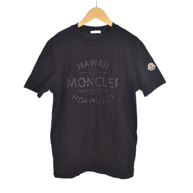 【中古】モンクレール MONCLER 24SS メタリックフロントロゴ プリント 半袖Tシャツ カットソー S ブラック メンズ