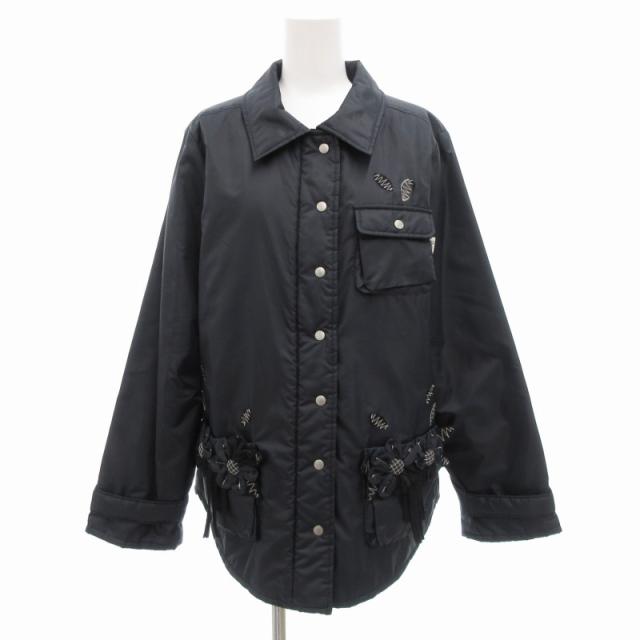 【中古】ポテチーノ POTECHINO コーチジャケット フラワーモチーフ 中綿 3 紺 ダークネイビー /TZ レディース