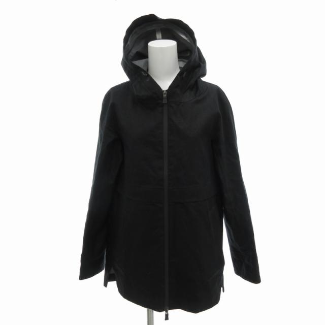 【中古】ヘルノ HERNO リネン フーデッドジャケット ブルゾン ダブルジップ 麻 38 M 黒 ブラック GC028DL メンズ