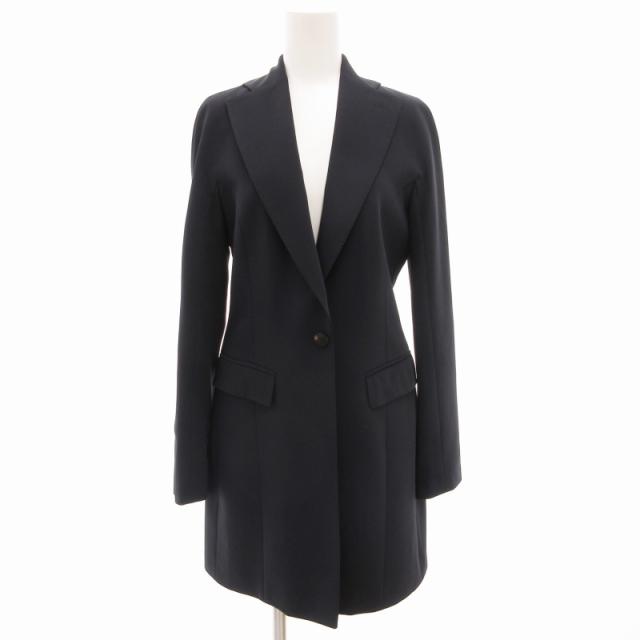 【中古】トネッロ TONELLO ロングテーラードジャケット ブレザー 紺ブレ シングル 1B センターベント 総裏地 40