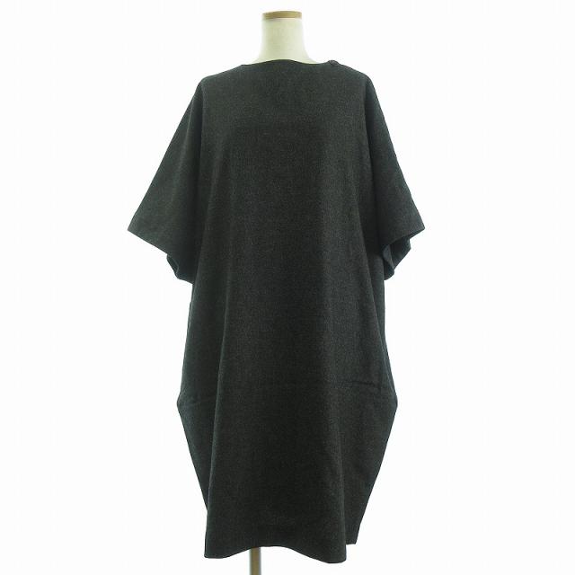 【中古】アーツ&サイエンス ARTS&SCIENCE 美品 ワンピース ひざ丈 半袖 ヤク コクーン 1 S位 チャコール グレー