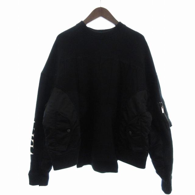 【中古】ヴァレンティノ ヴァレンチノ RE-SEW 20AW VLTNクルーネック スウェット トレーナー 黒 S ☆AA★ メンズ