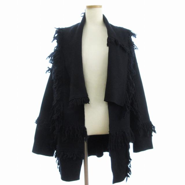 【中古】ステラマッカートニー ラップカーディガン ニット フリンジ ウール ダークネイビー S ■GY45 レディース
