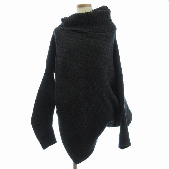 【中古】ステラマッカートニー ニット セーター アシンメトリー タートルネック 変形 長袖 36 XS位 ダークグレー