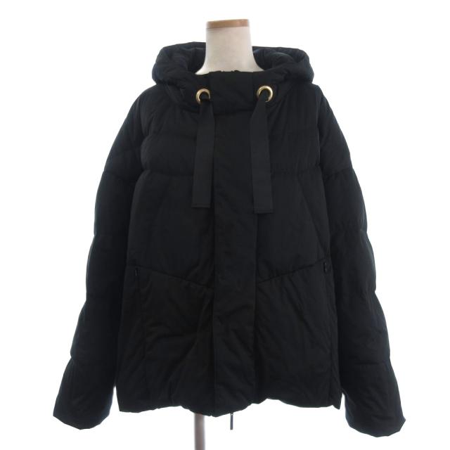 【中古】6×1  美品 Dualflexコクーンダウンジャケット ショート丈 フード 長袖 ジップアップ 1 黒