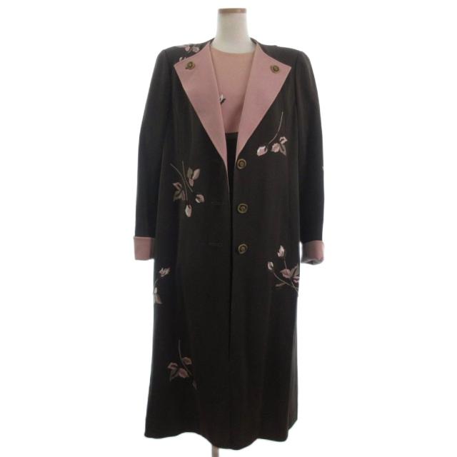 【中古】ミズレイコ Ms. REIKO ワンピース コート アンサンブル ピンク ブラウン系 9 11 ■GY99