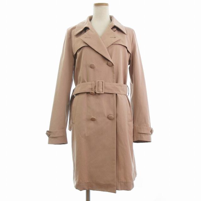 【中古】ヘルノ HERNO 美品 トレンチコート 長袖 ミドル丈 ベルト付き 44 L位 ピンク イタリア製 レディース