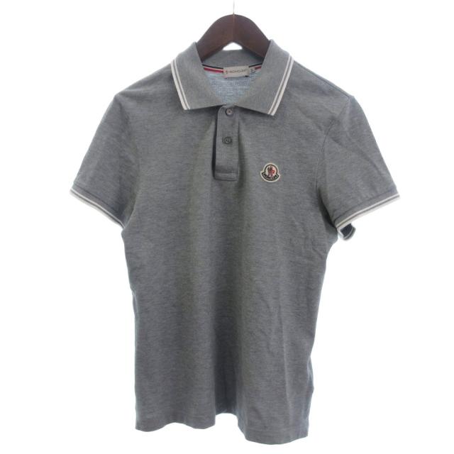 【中古】モンクレール MONCLER ポロシャツ 半袖 ワンポイント ロゴ 84093 XS グレー メンズ