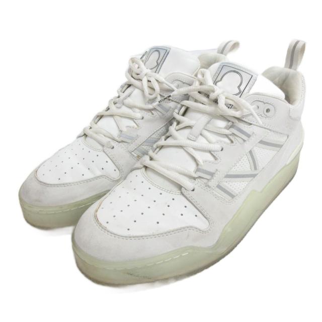 【中古】モンクレール MONCLER PIVOT LOW レースアップ スニーカー シューズ レザー 4M001 44 白 ホワイト メンズ