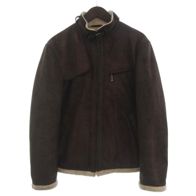 【中古】バーバリーブラックレーベル ジャケット ブルゾン スタンドカラー 長袖 ボア エコスエード 合成皮革 M 茶