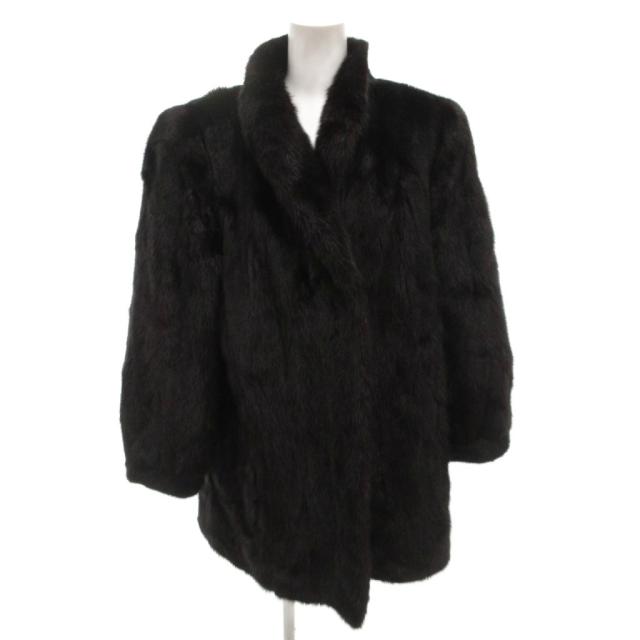 【中古】ミンクファーコート ジャケット 毛皮 15 茶 ブラウン セミロング /FF レディース