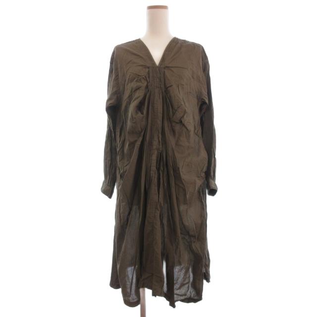 【中古】キャピタル kapital ワンピース ロング 長袖 Vネック S 茶 ブラウン レディース