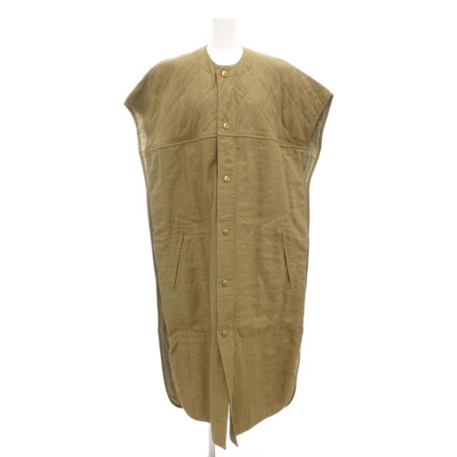 【中古】ジュンミカミ JUN MIKAMI スリーパーコート ロング 麻 リネン ノースリーブ カーキ /AE レディース