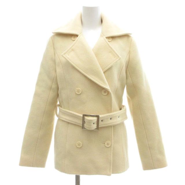 【中古】アルバローザ ALBAROSA ハーフコート ダブルブレスト ベルト ツイード F アイボリー /JS ■FF レディース