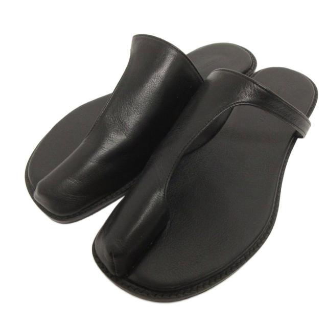 【中古】未使用品 フミエタナカ カバーフィンガーサンダル トング レザー フラット F23S-80 36 黒 ブラック