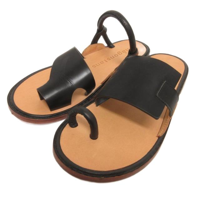 【中古】ナゴンスタンス nagonstans アシンメトリーサンダル トング レザー フラット 36 黒 ブラック レディース