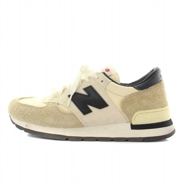 【中古】ニューバランス NEW BALANCE M990AD1 スニーカー シューズ スエード レザー US10 28.0cm アイボリー 黒 /NW17