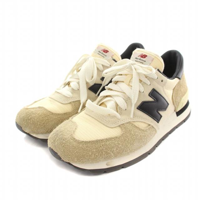 【中古】ニューバランス NEW BALANCE M990AD1 スニーカー シューズ スエード レザー US10 28.0cm アイボリー 黒 /NW17