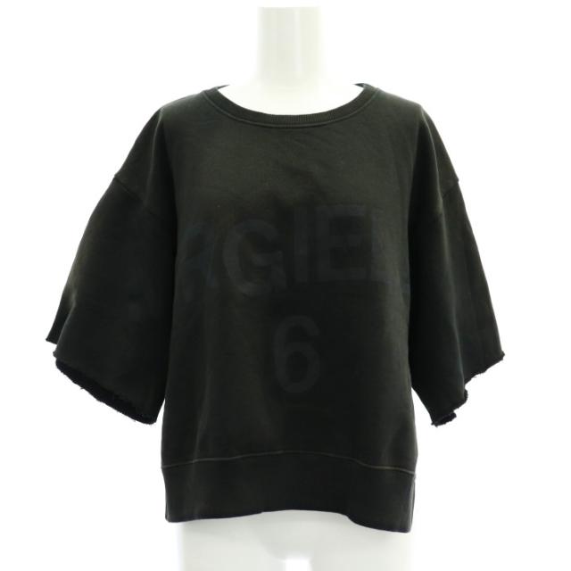【中古】エムエムシックス メゾンマルジェラ MM6 Maison Margiela 22SS スウェットシャツ 五分袖 XS 黒 /DO ■OS