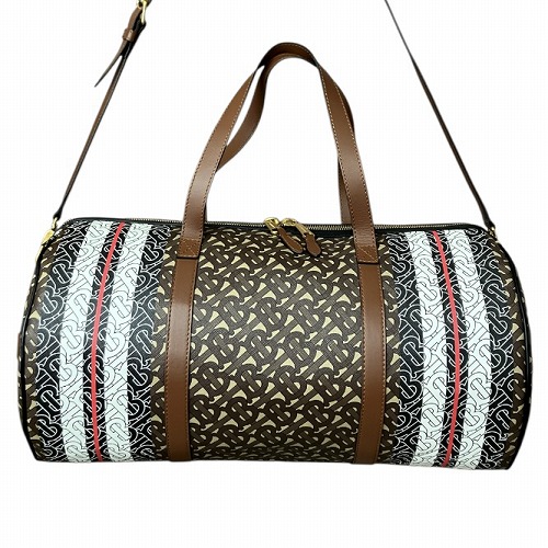 【中古】バーバリー BURBERRY TB 総柄 モノグラム 2WAY ドラム ボストンバッグ 茶 マルチ ITPELGDI11CAR ☆AA★