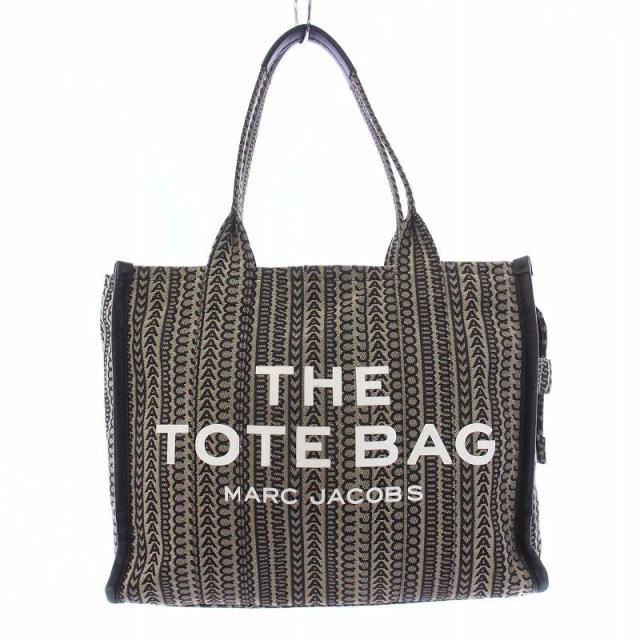 【中古】マークジェイコブス MARC JACOBS ザ モノグラム トートバッグ ジャガード 総柄 ベージュ 黒 H075M01RE21 /KH