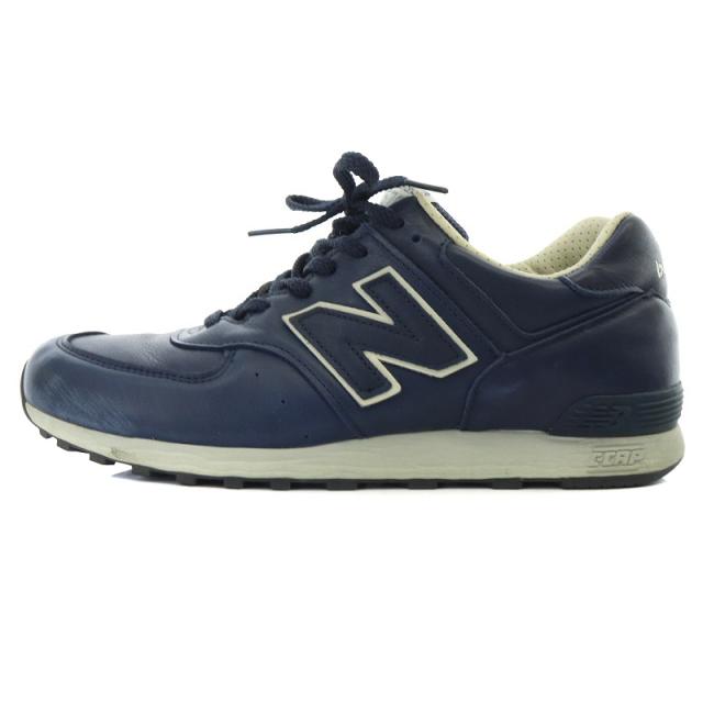 【中古】ニューバランス NEW BALANCE M576CNN UK製 オールレザー スニーカー US9 27.5cm 紺 ネイビー /SY ■OS メンズ